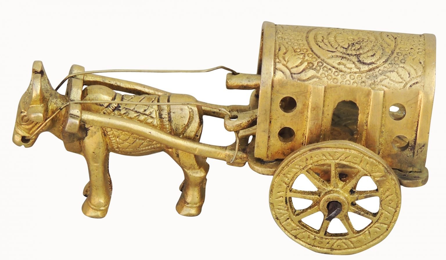 Brass Single Bull Cart - 4.4*2*2 Inch - shrigram organics