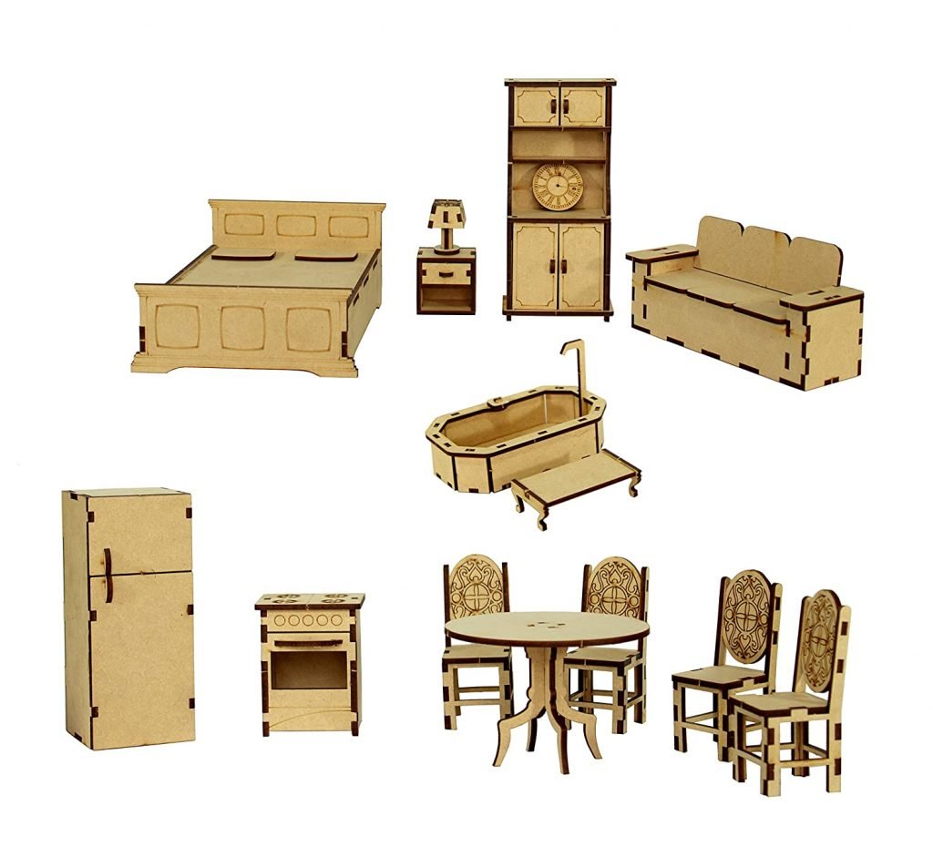 wooden miniature furniture - home decor, construction toy, modeling kit ...